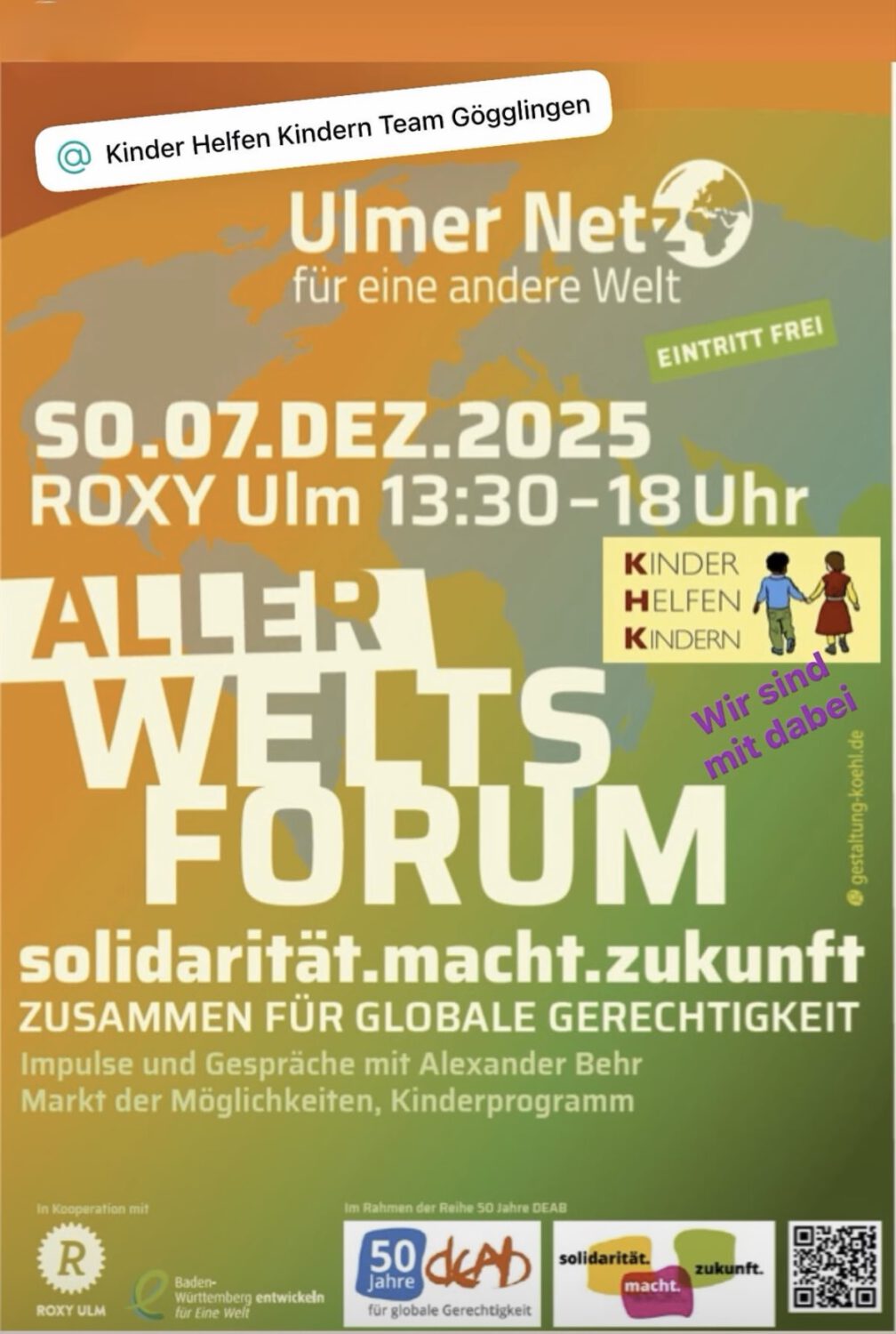 Allerwelts Forum – KHK Team beim Markt der Möglichkeiten – Im Roxy in Ulm – Sonntag, 7. Dezember ...